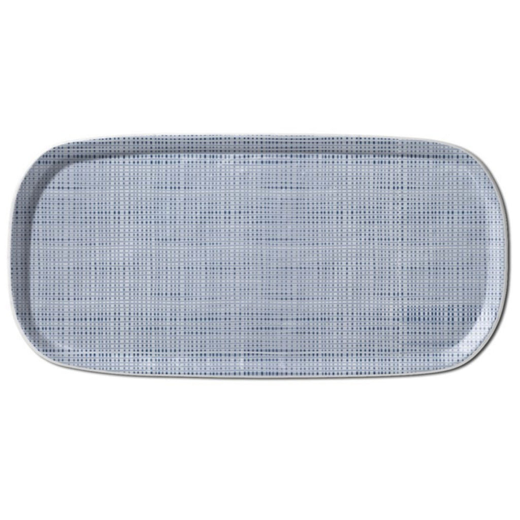 Merritt Luxe Linen 14-1/2" x 7" Melamine Serving Tray, Indigo Blue ...