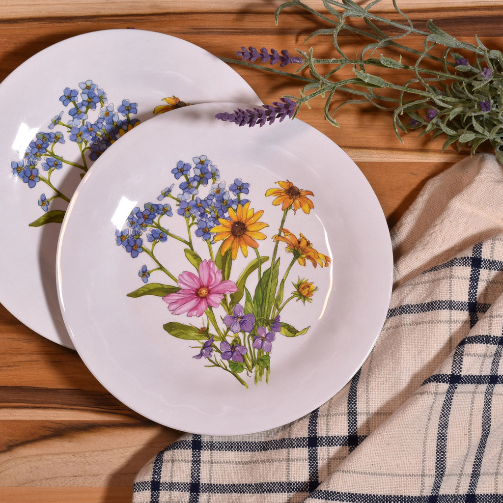 Bamboo Table Wildflowers 8" Appetizer Plates, Set of 4, Made of Eco-Fr ...