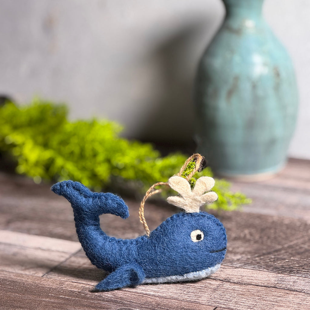 Fair Trade Felted Wool Whale Ornament, Handmade in Nepal – The ...