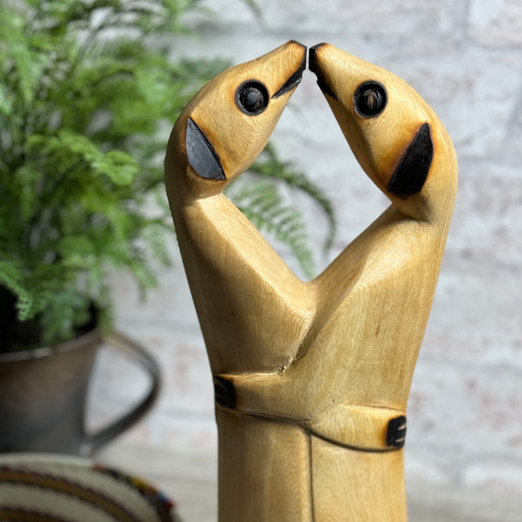 Meerkat Lovers 12" Hand Carved Jacaranda Wood Figurine from Zimbabwe ...