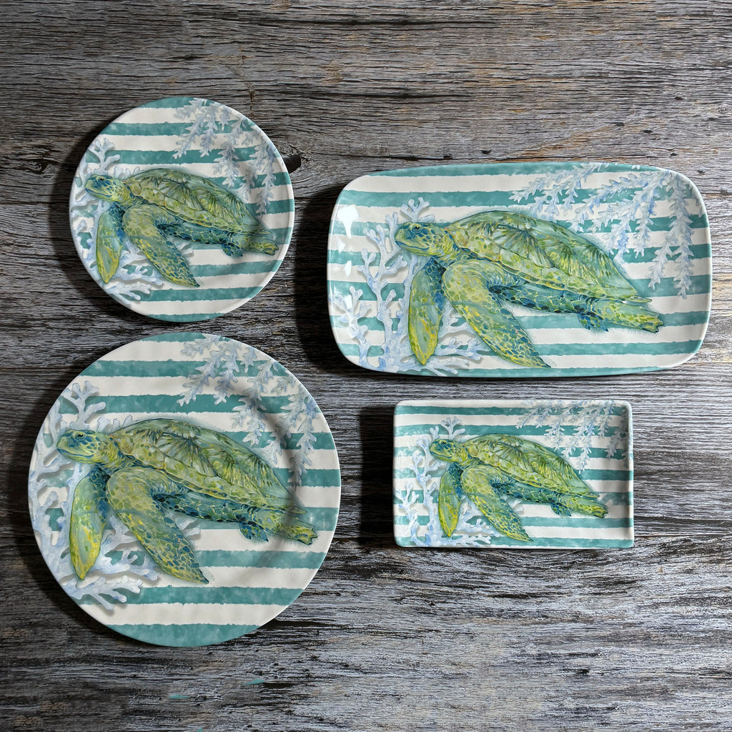 Merritt Designs Sea Turtle 11-1/2" Melamine Dinner Plate, Multicolor ...