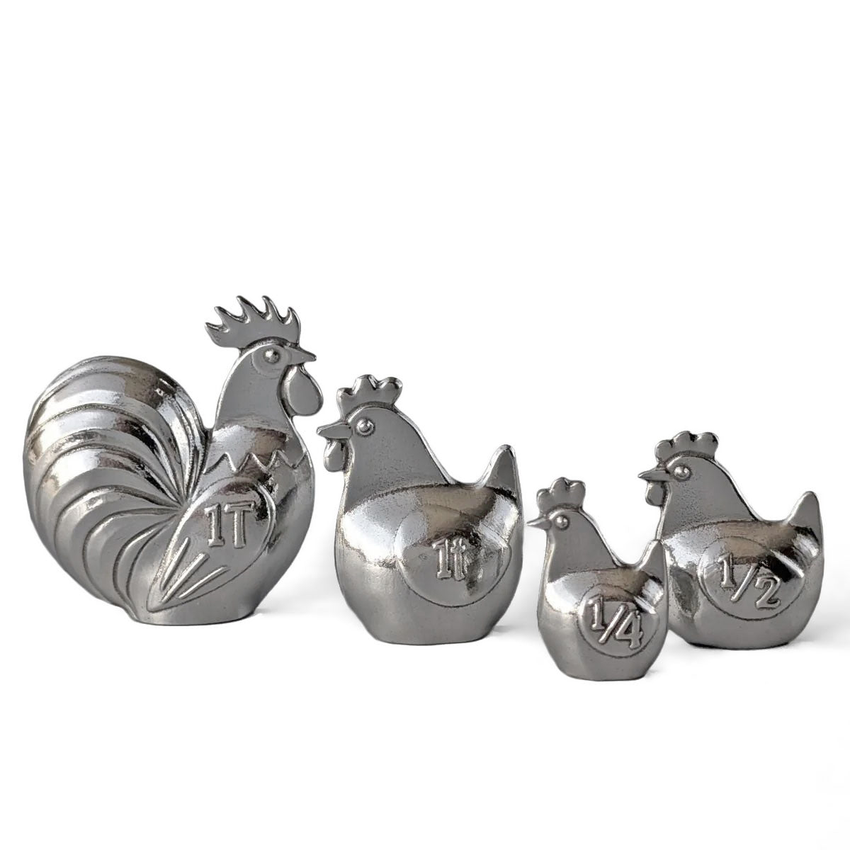Roosters & Hens 4-Piece Pewter Measuring Spoon Set, Handmade in Oregon ...