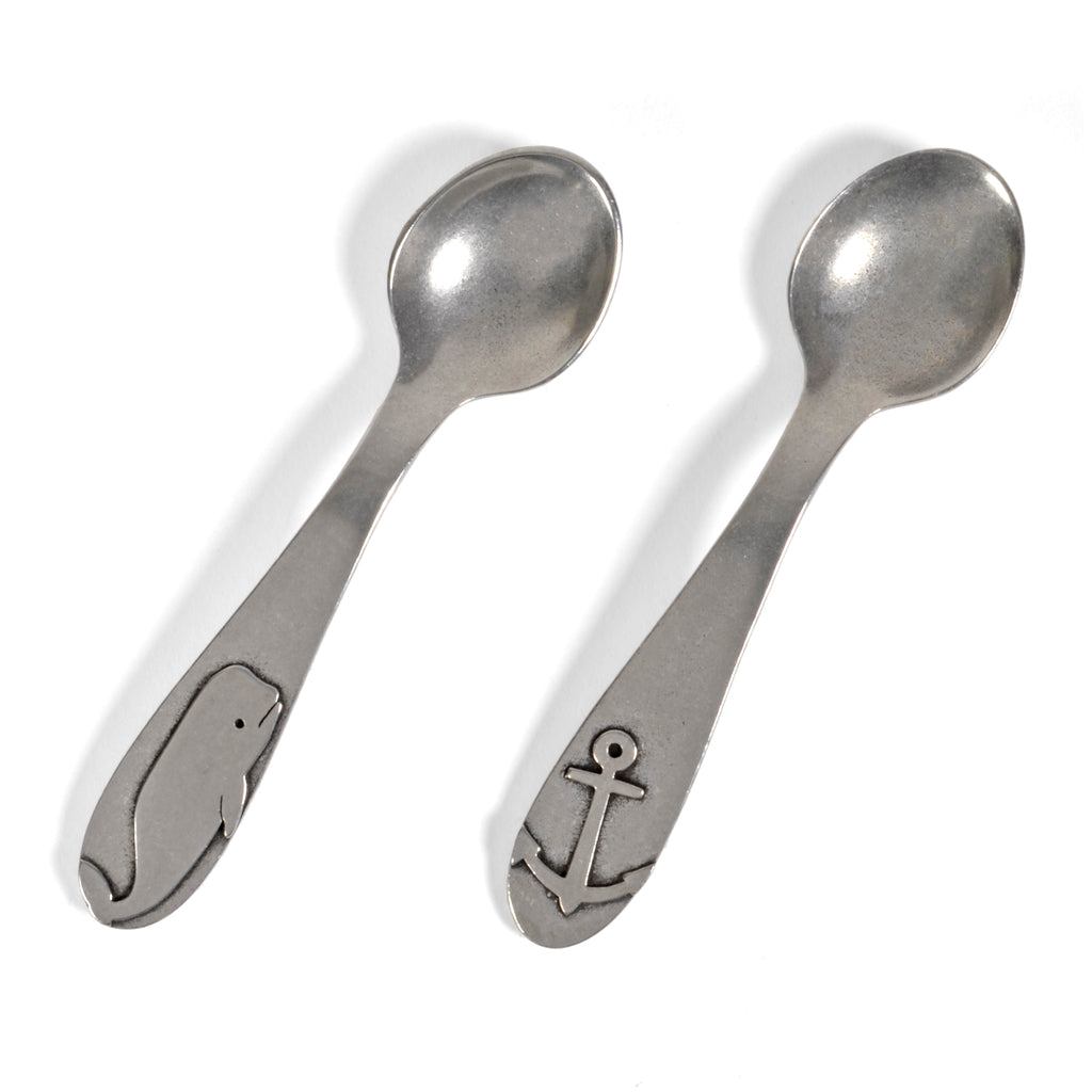 Beehive Handmade Whale and Anchor Pewter Baby Spoon Set – The ...