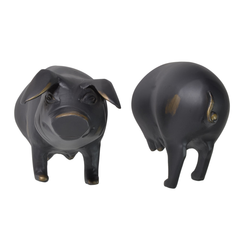 Creative Co-Op DA6575 Cast Aluminum Pig Wall Decor Set with Antique Br ...