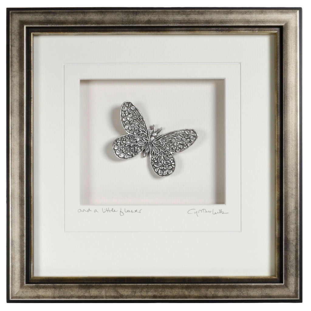 Cynthia Webb Designs Butterfly Pewter Wall Art, Antique Silver Wood Fr ...