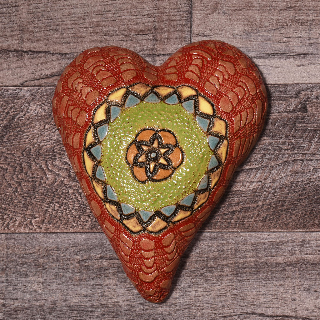 Laurie Pollpeter Eskenazi Medallion Ceramic Wall Heart in Red – The ...