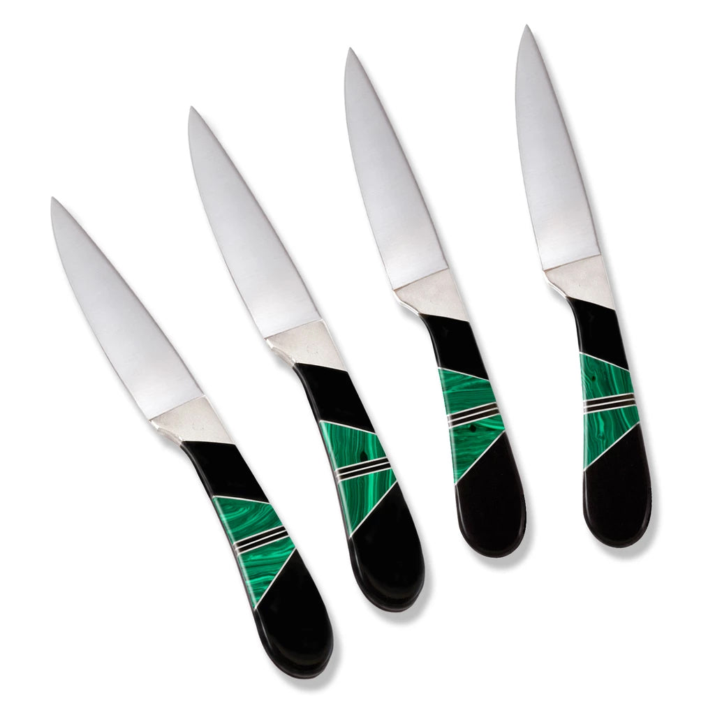 Santa Fe Stoneworks Jewelry Collection Steak Knives, Malachite, Set of ...