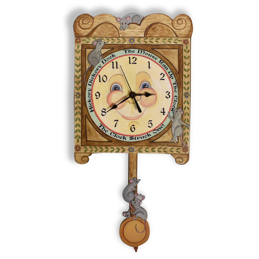 Laughing Moon Hickory Dickory Dock Pendulum Wall Clock, Handmade in th ...