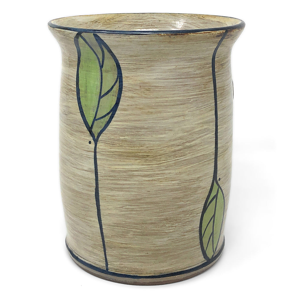 MJ Wilkinson Pottery Hand-Painted Yarn Crock, Leaf Pattern – The ...