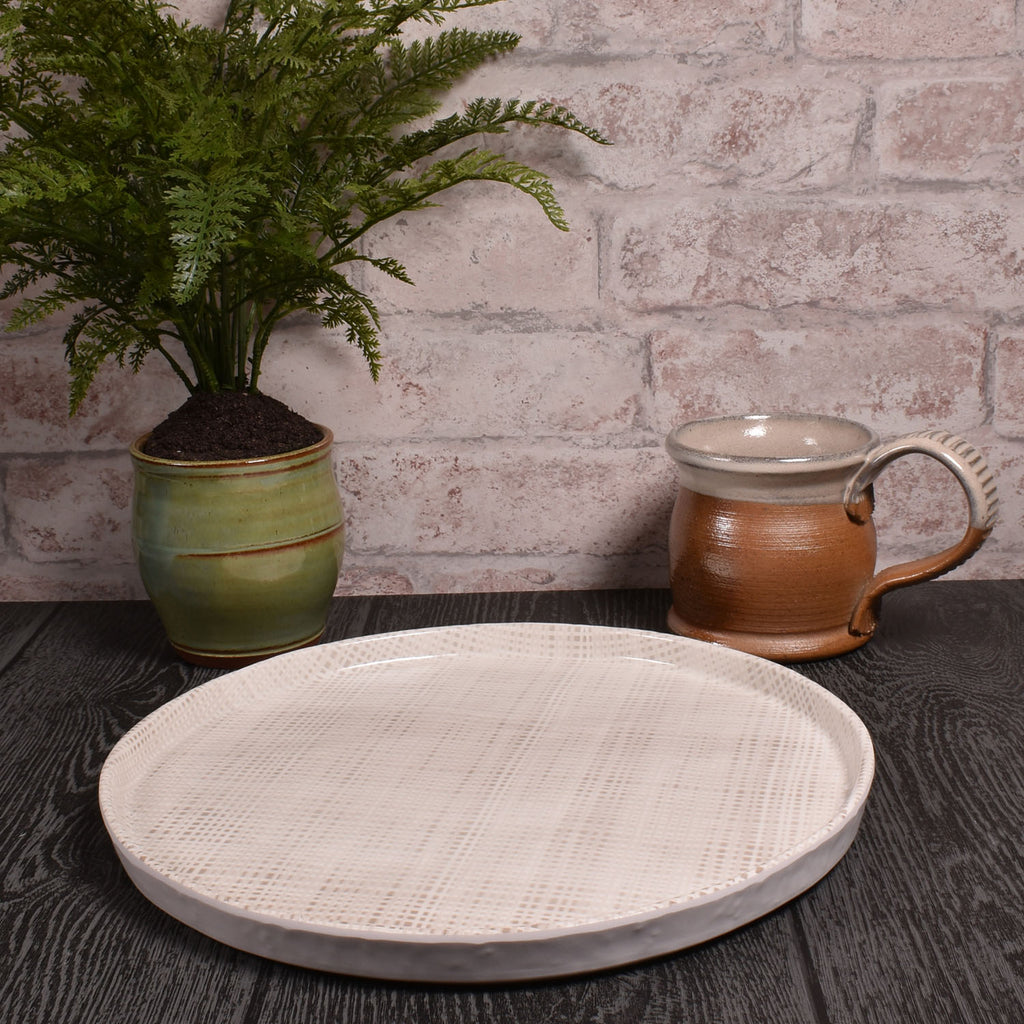 Merritt Designs 10.5-inch Luxe Linen Melamine Dinner Plate/Platter, Be ...