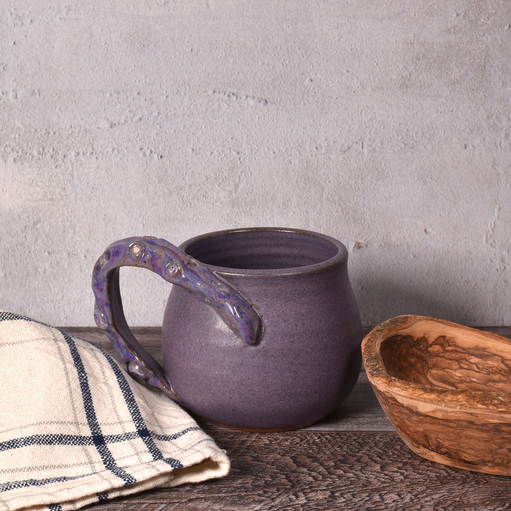 MudWorks Pottery Octopus Tentacle Mug, Eggplant Glaze, Handmade in the ...